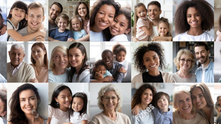 stock-photo-collage-mosaic-of-many-happy-multiracial-people-couples-and ...